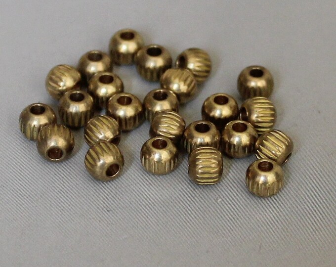 200pcs Raw Brass Round Barrel Shape Beads Spacer Beads 4mm X 3mm - F08 ...