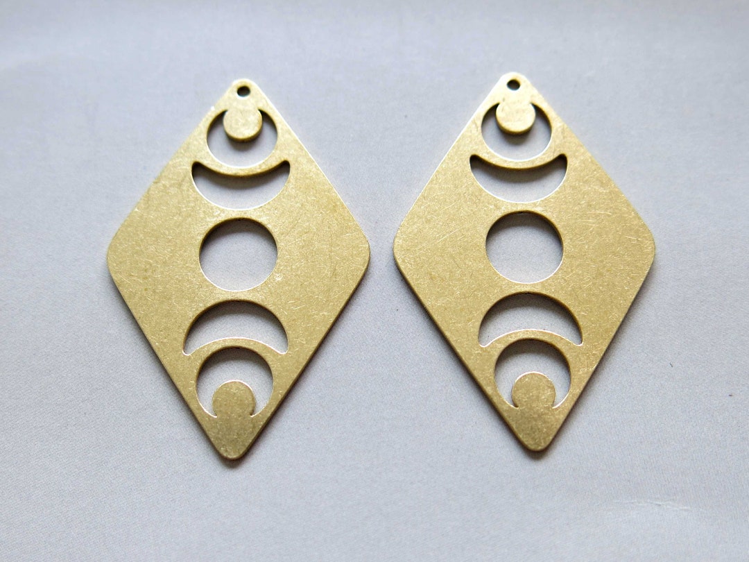 10pcs Raw Brass Rhombus Charms ,pendants Findings 40mm X 26mm - F2048 ...