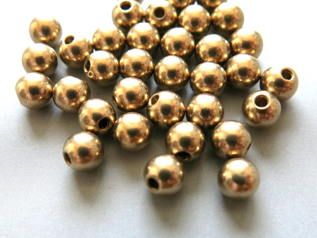100pcs Raw Brass Solid Beads Half Drilled Bead 5.5mm - F1633 - Etsy