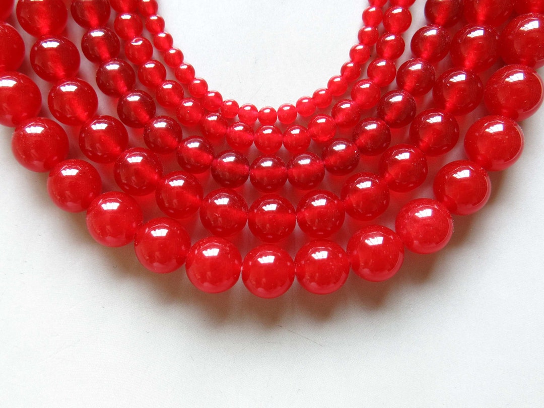 Full Strand 15inches Red Chalcedony Round Beads - A487 - Etsy