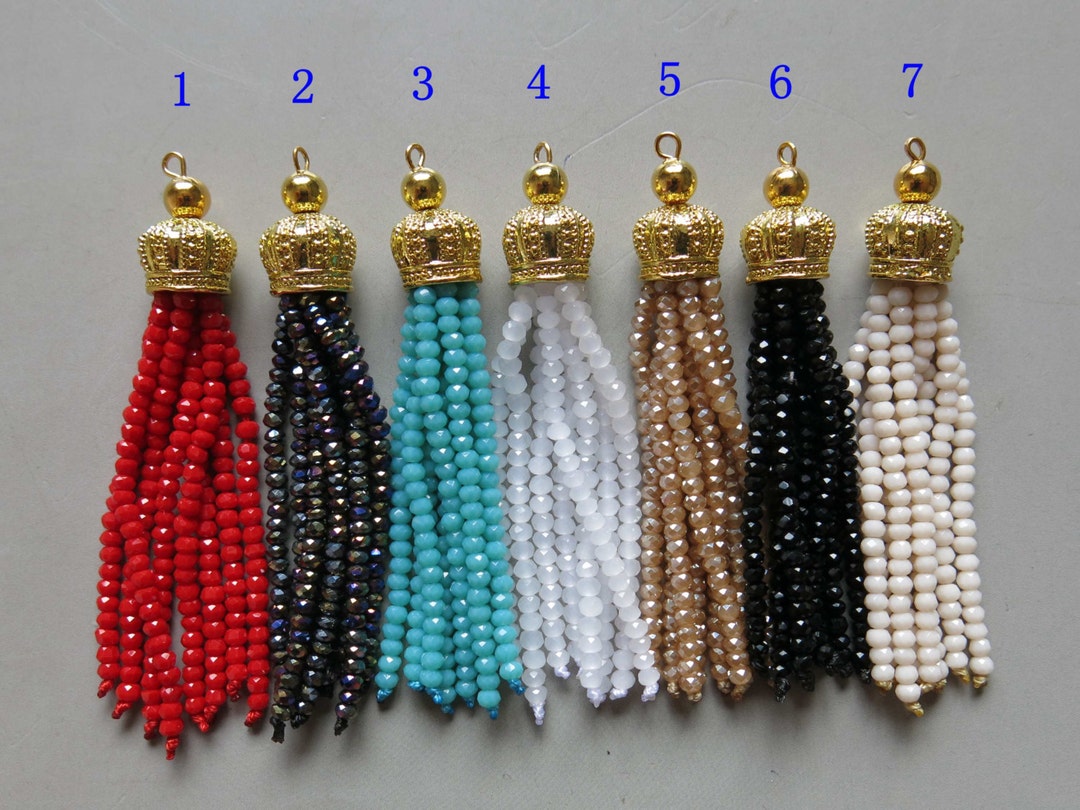 Mixed Color Crystal Faceted Glass Tassels, Charm Metal Jewelry Tassel ...