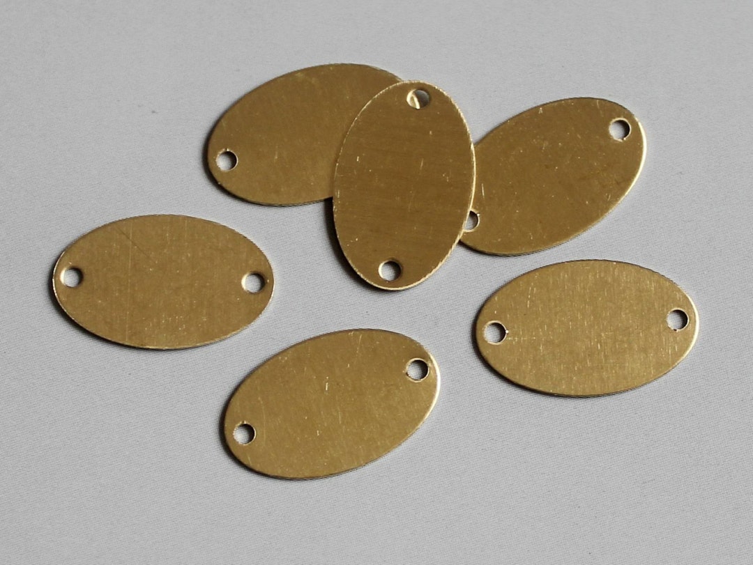 100pcs Raw Brass Oval Connectors With Two Hole,stamping Tags Findings ...