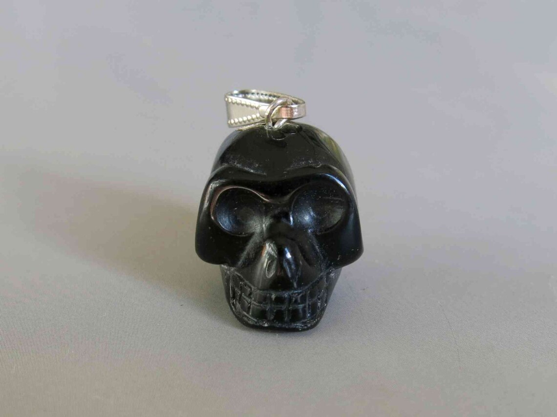 Natural Obsidian Skull Pendant B983 - Etsy
