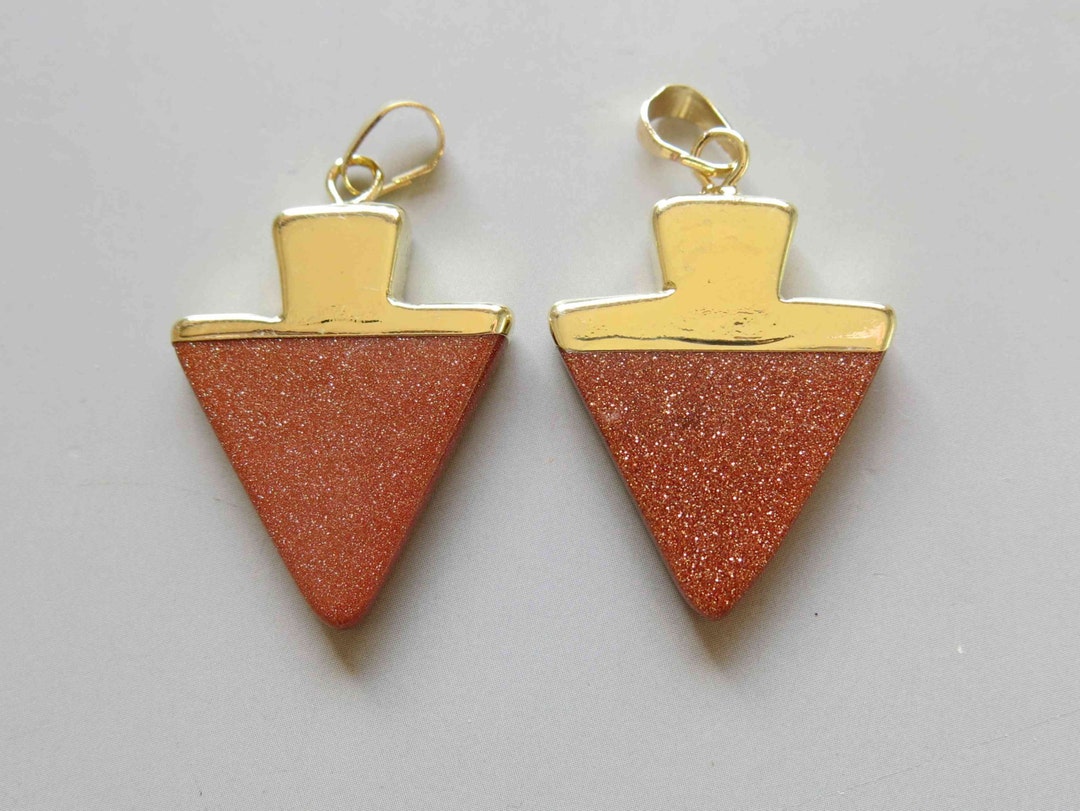 Polished Golden Sandstone Triangle With Golden Cap Pendant - B1087 - Etsy