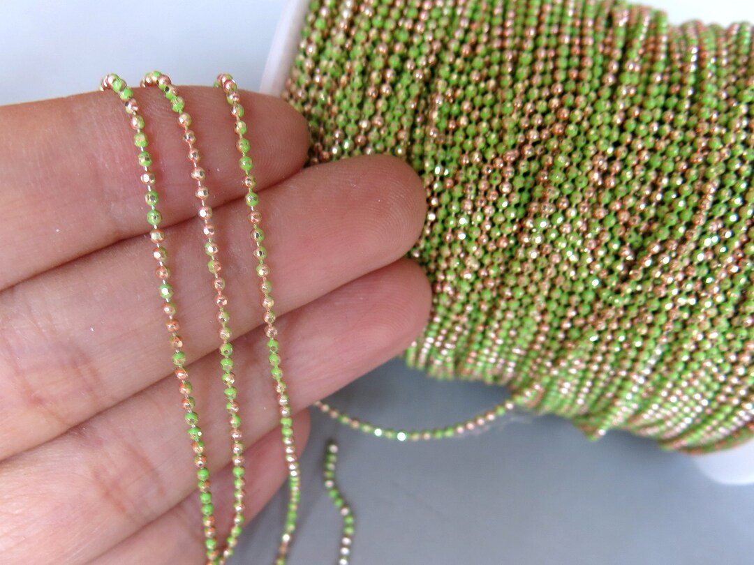10 Meters 33 Feet Green Pink Brass Faceted Ball Chain,necklace Chain 1 ...