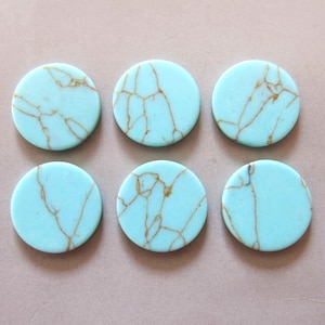 10pcs Blue Round Flat Slices Turquoise Cabochon,howlite Stones - Etsy
