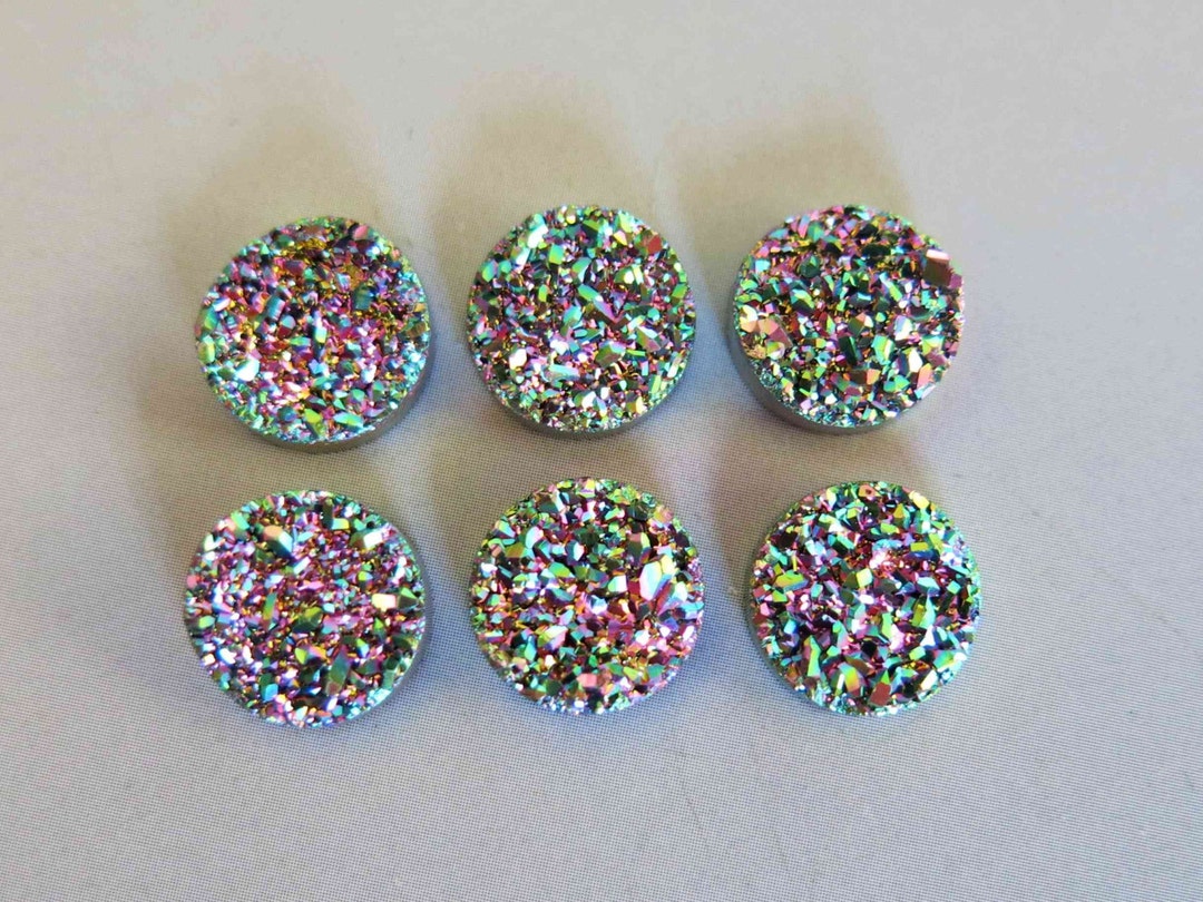 The Side Polished Natural Agate Quartz Rainbow Color Titanium Sparkling ...