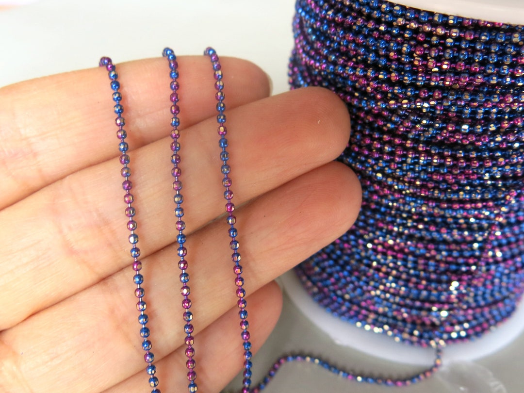 10 Meters 33 Feet Blue Purple Brass Faceted Ball Chain,necklace Chain 1 ...