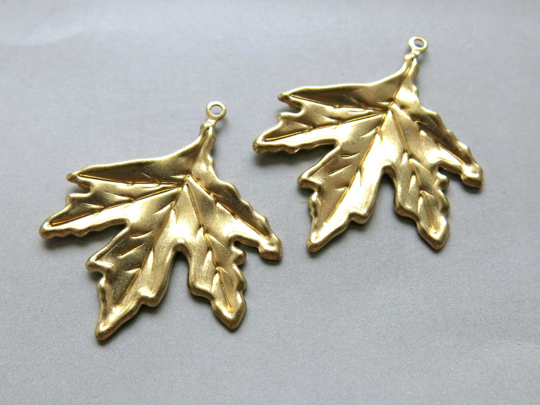 20pcs Raw Brass Maple Leaf Charms, Pendant Findings 38mm X 32mm - F1813 ...