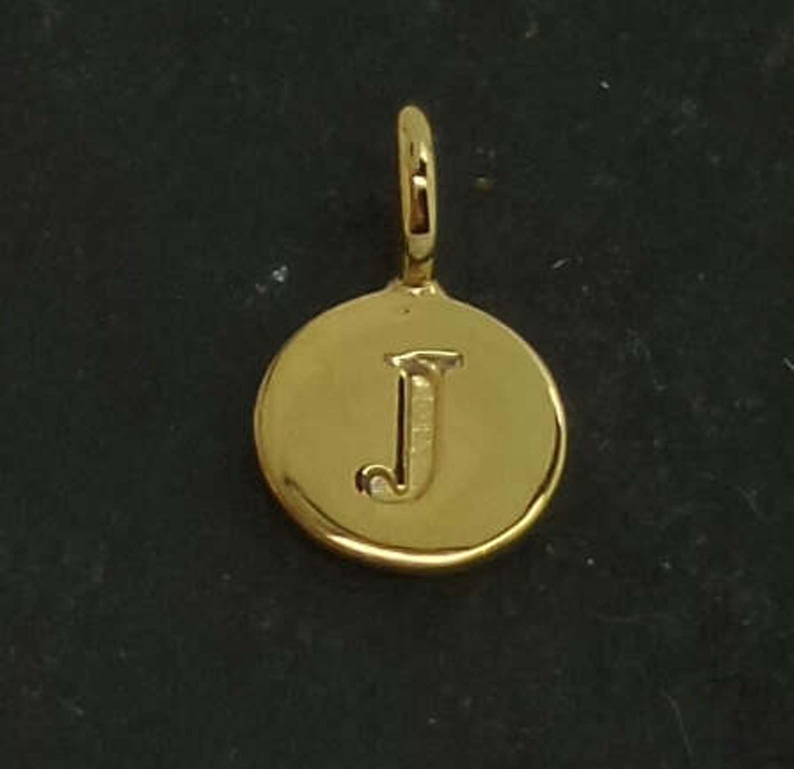 Gold on Sterling Silver Round Letter Charm J Gold Initial J | Etsy