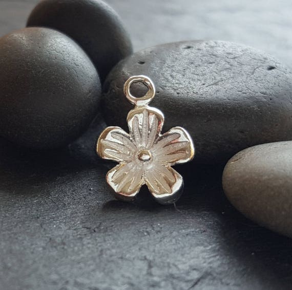 Silver Flower Charm Sterling Silver 925 Flower Charm Pendant - Etsy UK