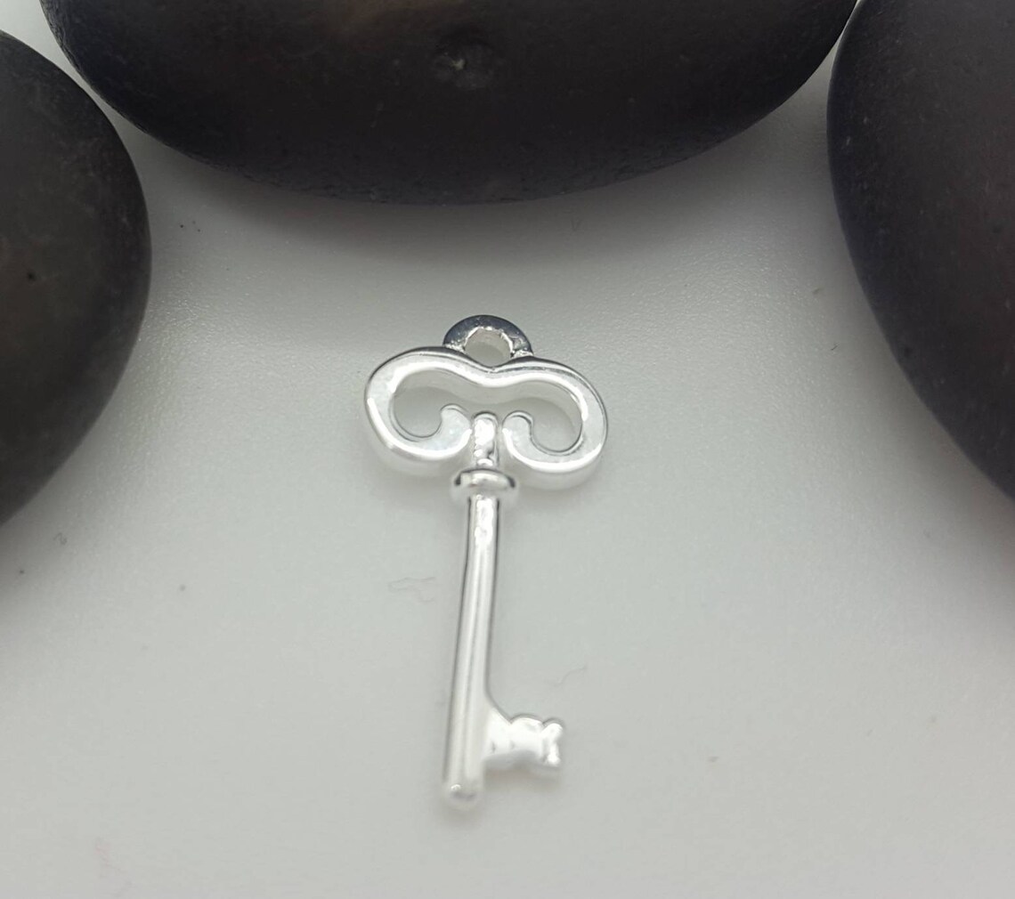 Sterling Silver Key Charm Solid Silver Charm - Etsy