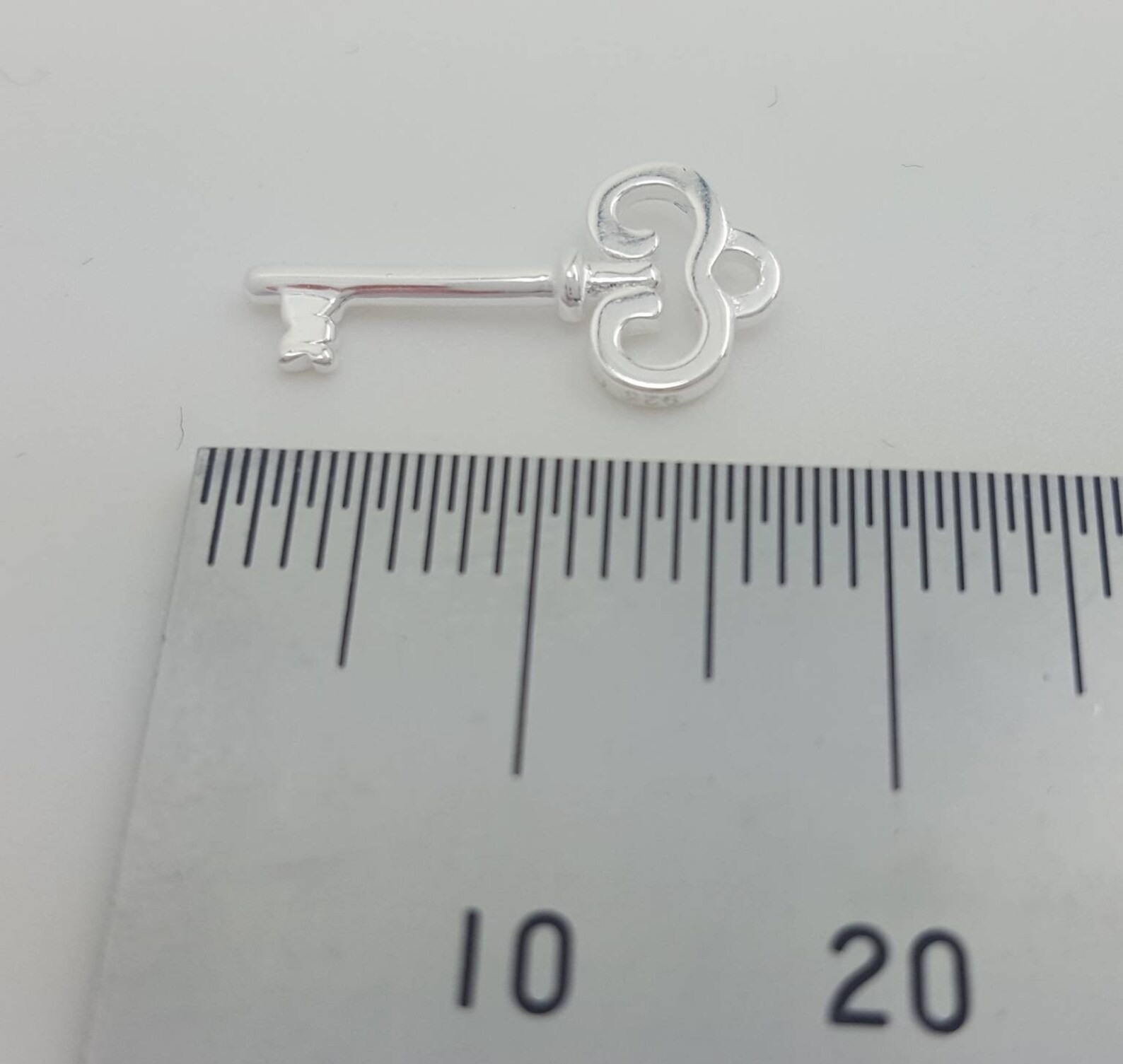 Sterling silver key charm solid silver charm | Etsy