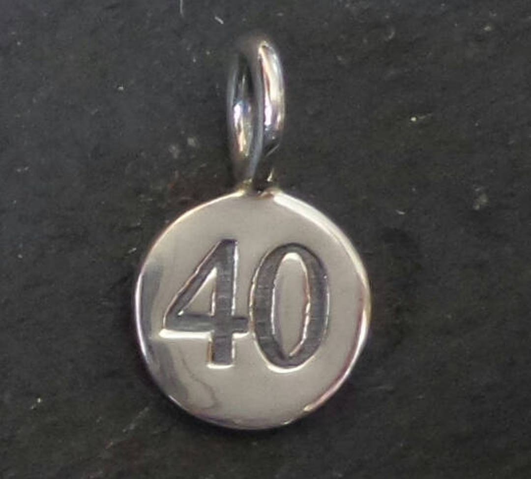 Silver Number 40 Charm Round Sterling Silver 40 Charm , 40th Birthday ...