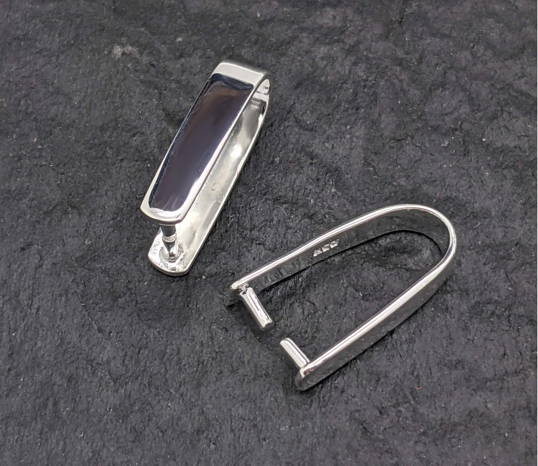 V Large Sterling Silver Pinch Bail Large Silver Bail Plain Sterling ...