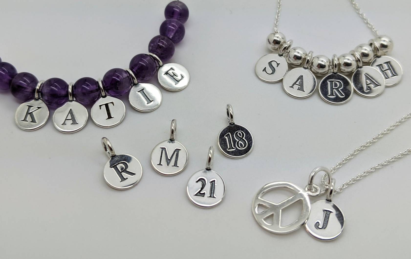 Sterling Silver Letter Charm With Loop Silver Initial Charm - Etsy