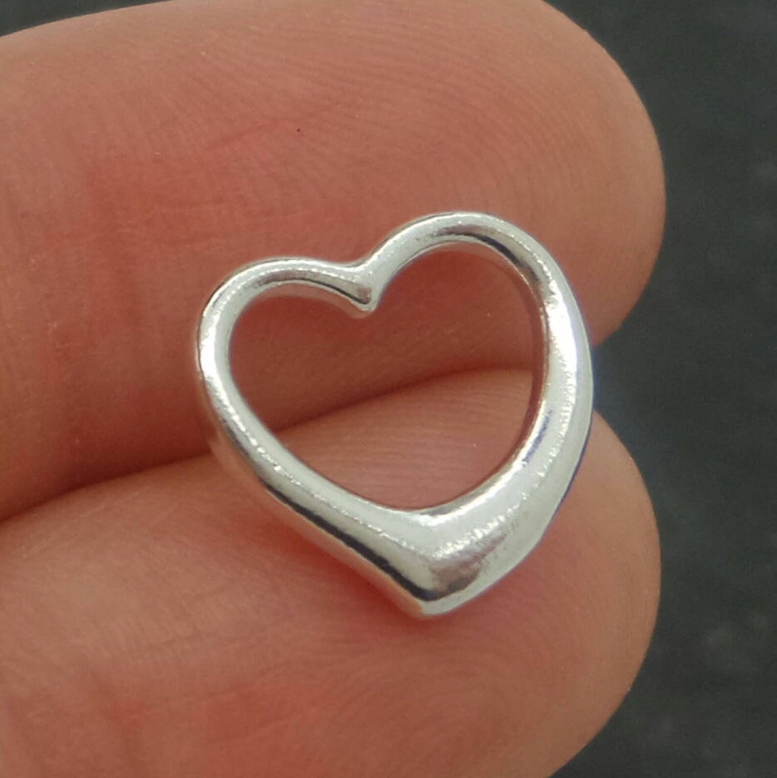 Sterling Silver HEART Charm Outline Silver Heart Pendant Solid - Etsy