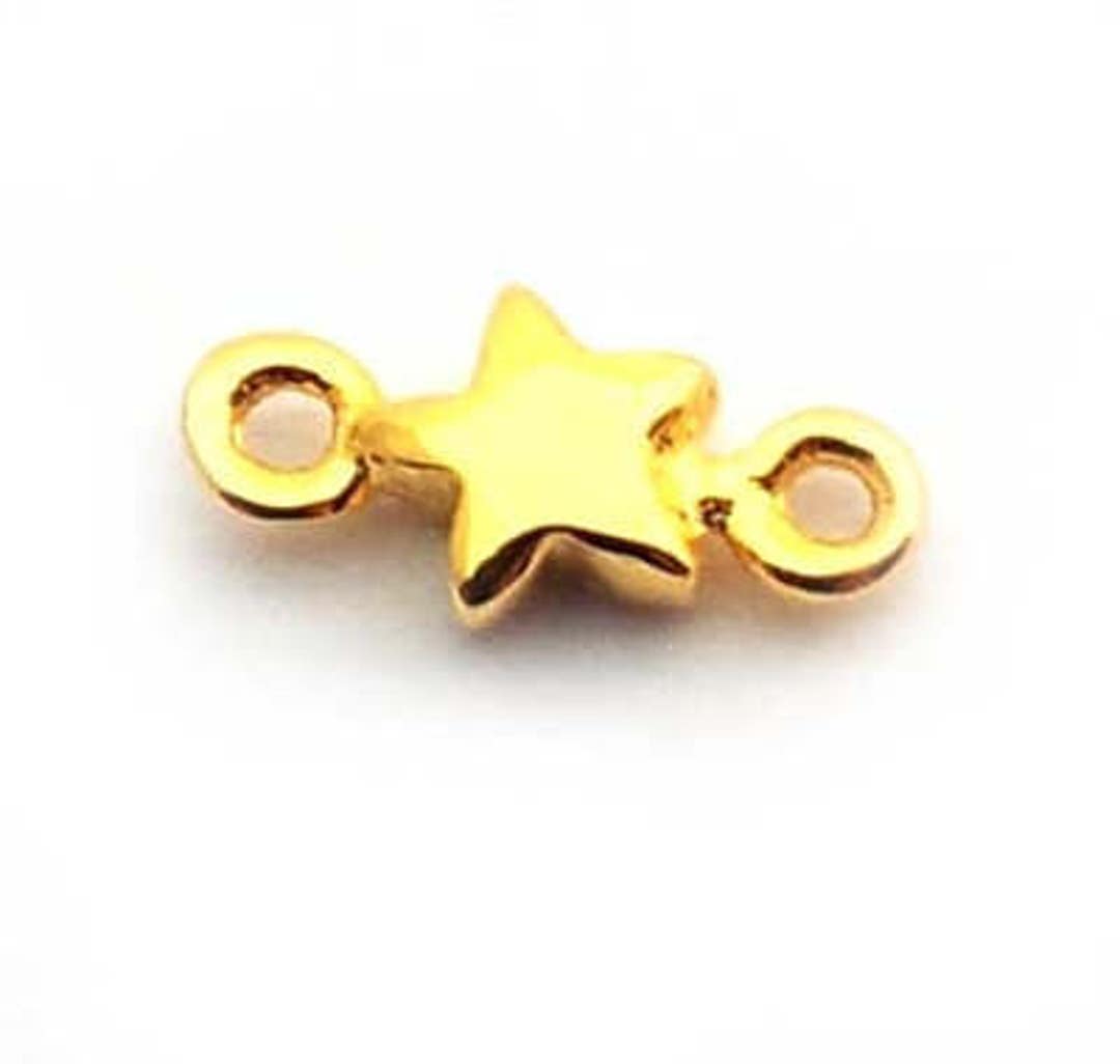 Mini Star Connector Gold on Sterling Silver , Gold on Solid Silver Star ...
