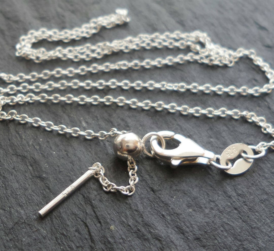 Sterling Silver Adjustable Chain Necklace , 24 Inch Chain Slider Bead ...