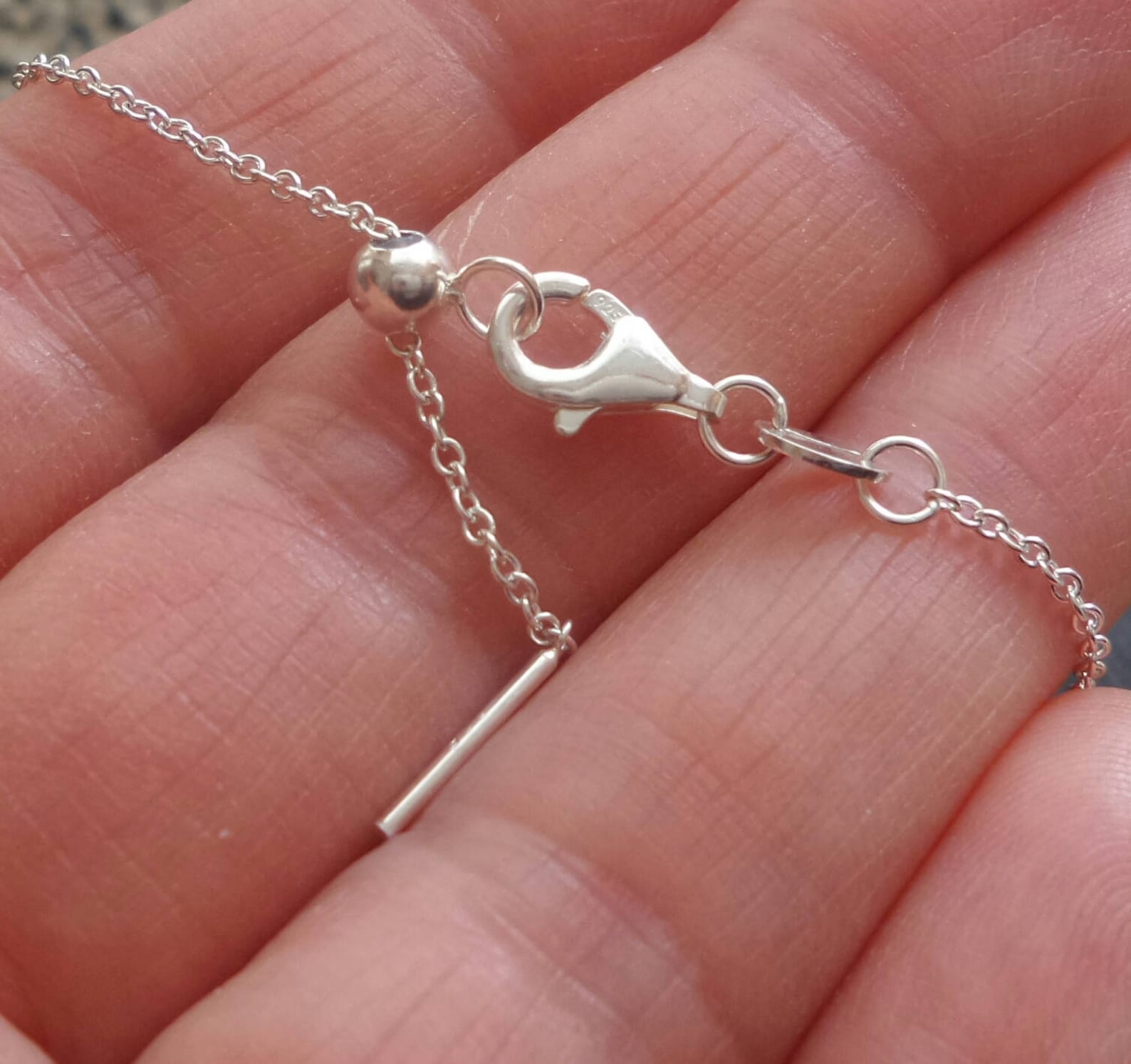 Sterling Silver Adjustable Chain Necklace , 18 Inch Chain Slider Bead ...