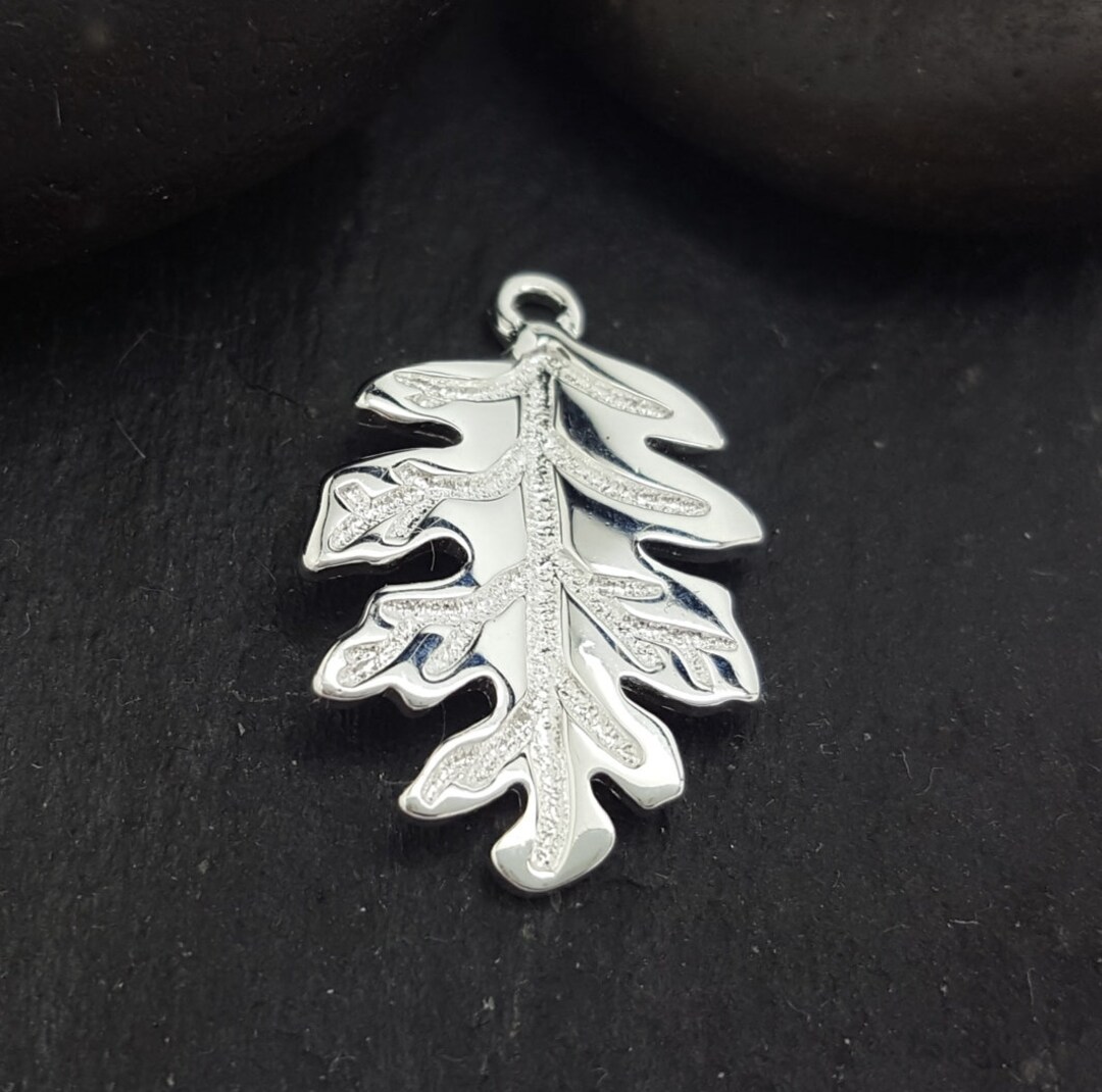 Sterling Silver Oak Leaf Charm - Etsy