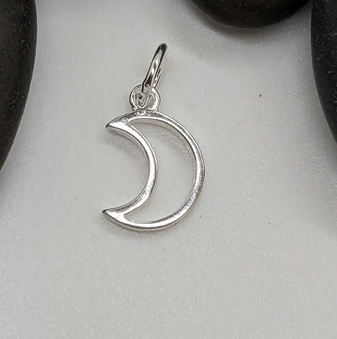 Sterling Silver Moon Charm Hollow Moon Shape Charm Pendant - Etsy