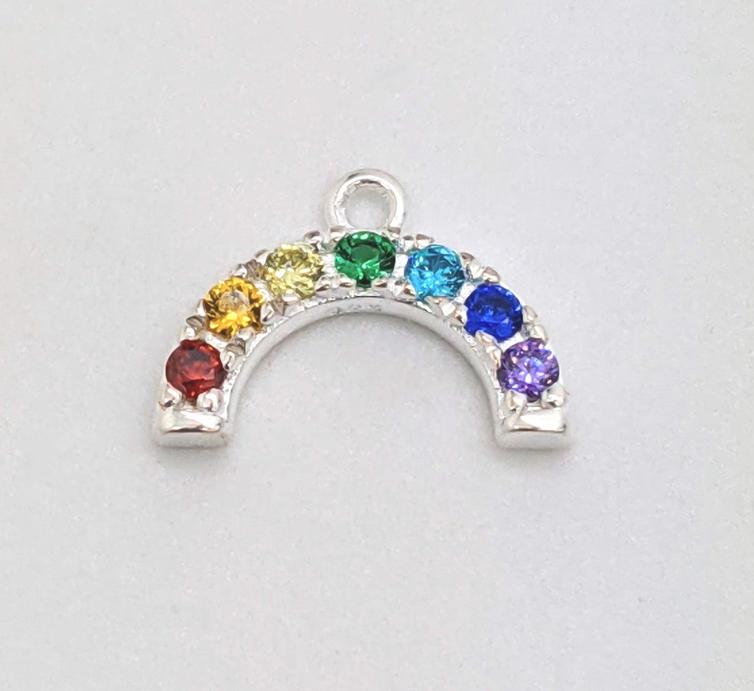 Sterling Silver Rainbow Charm Zirconia Rainbow Silver Charm Pride Charm ...