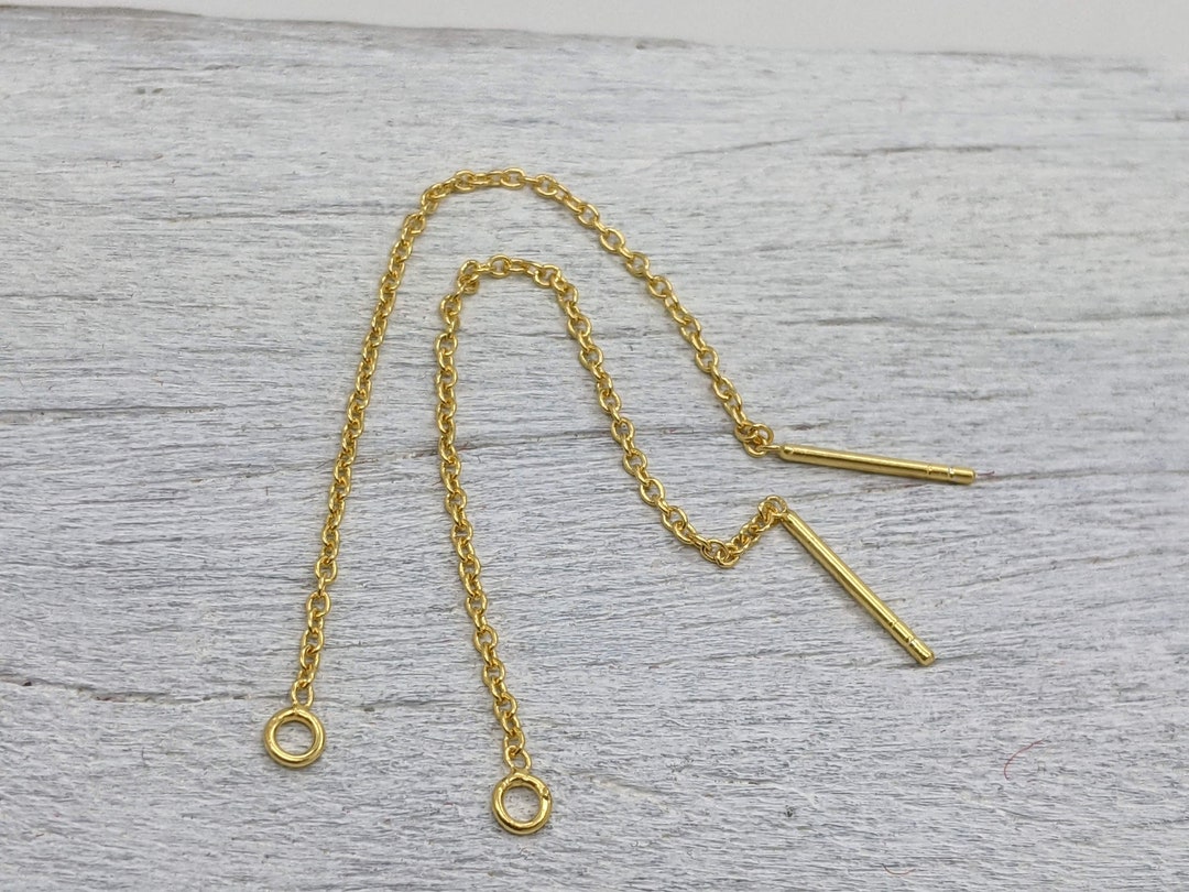 Gold on Sterling Silver Ear Threaders Gold Vermeil Ear Threads ...