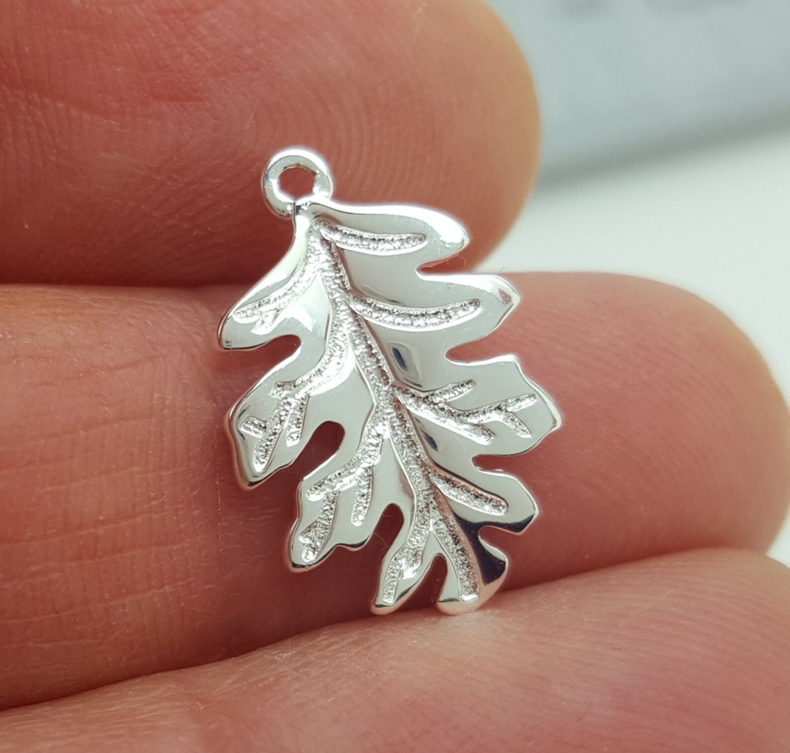 Sterling Silver Oak Leaf Charm - Etsy