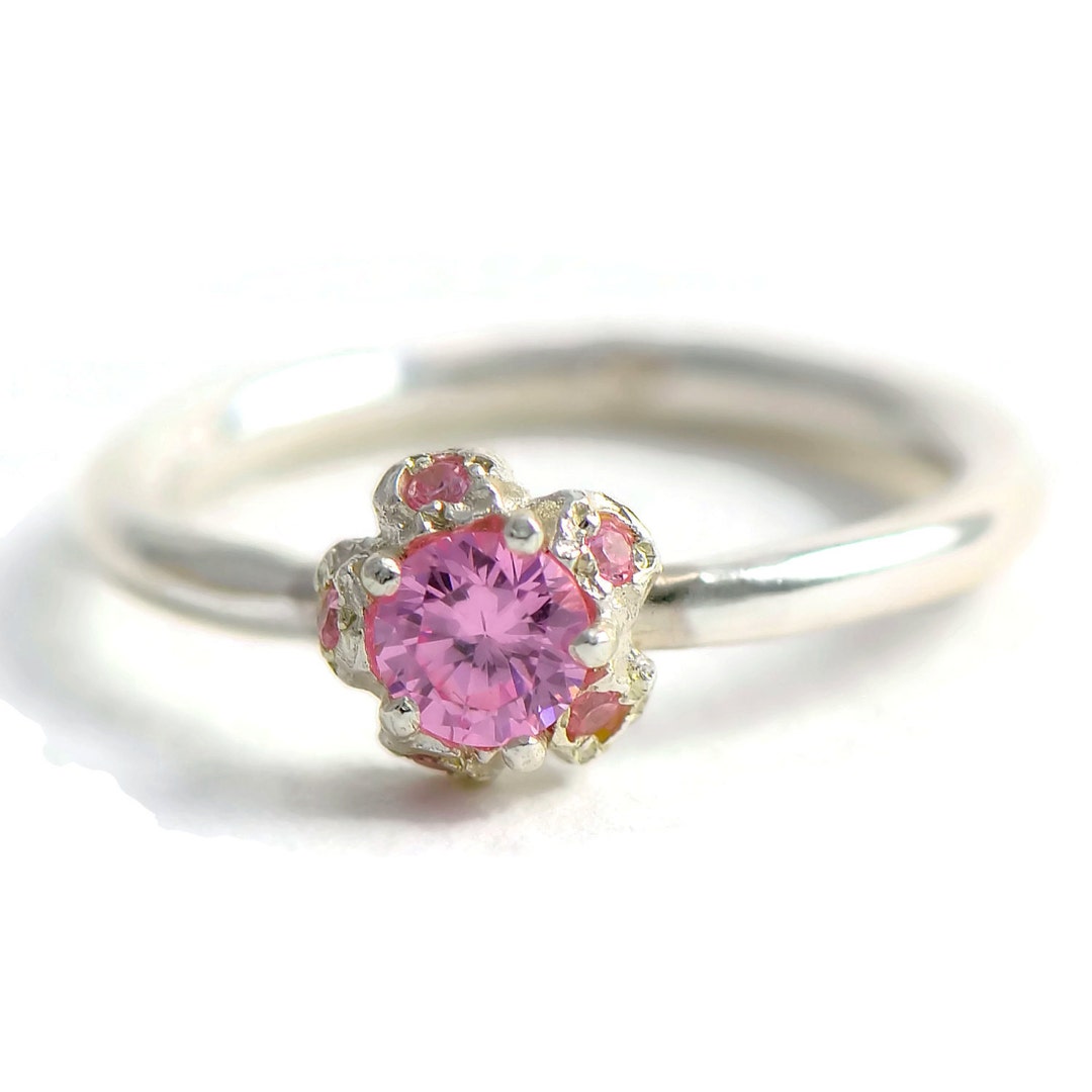 Sakura Ring, Cherry Blossom Engagement Ring, Pink Tourmaline Ring ...