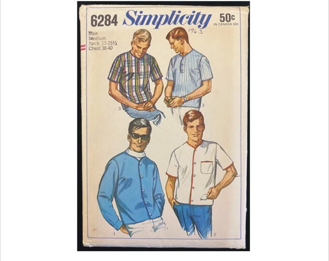 Part Cut 1960s Size Medium Neck 15 – 15 1/2 Men’s Collarless Sport ...