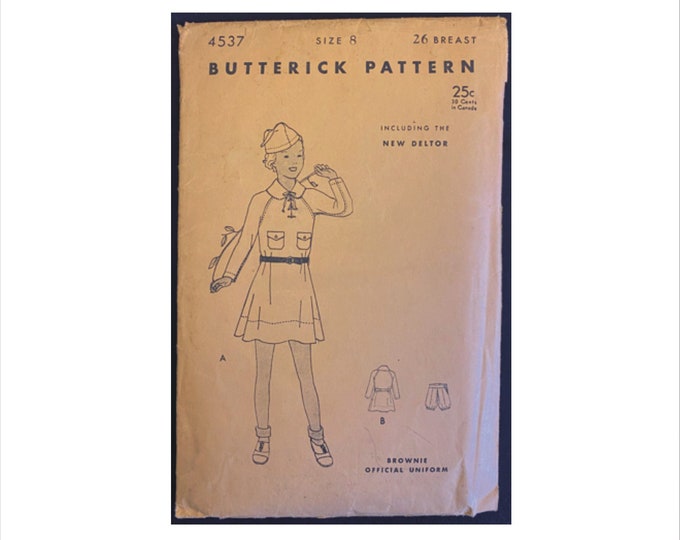 1930s Size 8 Breast 26 Brownie Official Uniform Butterick 4537 Vintage ...