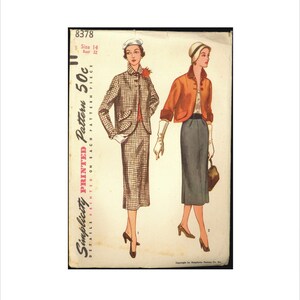 Uncut 1950s Size 14 Bust 32 Jacket 2 Versions Pleated Skirt Simplicity ...