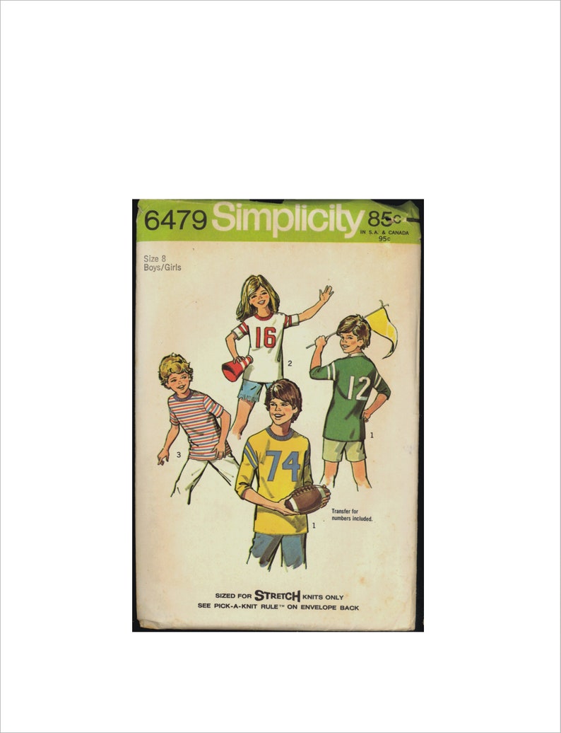 Uncut 1970s Size 8 Chest 27 Girls Boys Stretch Knit T Shirt Number ...