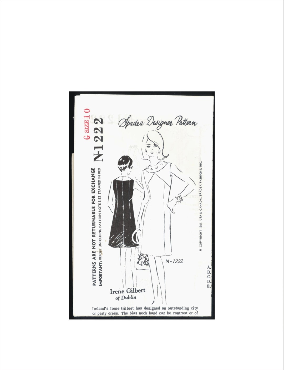 60s Size 10 Bust 34 Irene Gilbert Party Dress Spadea Designer Pattern N ...