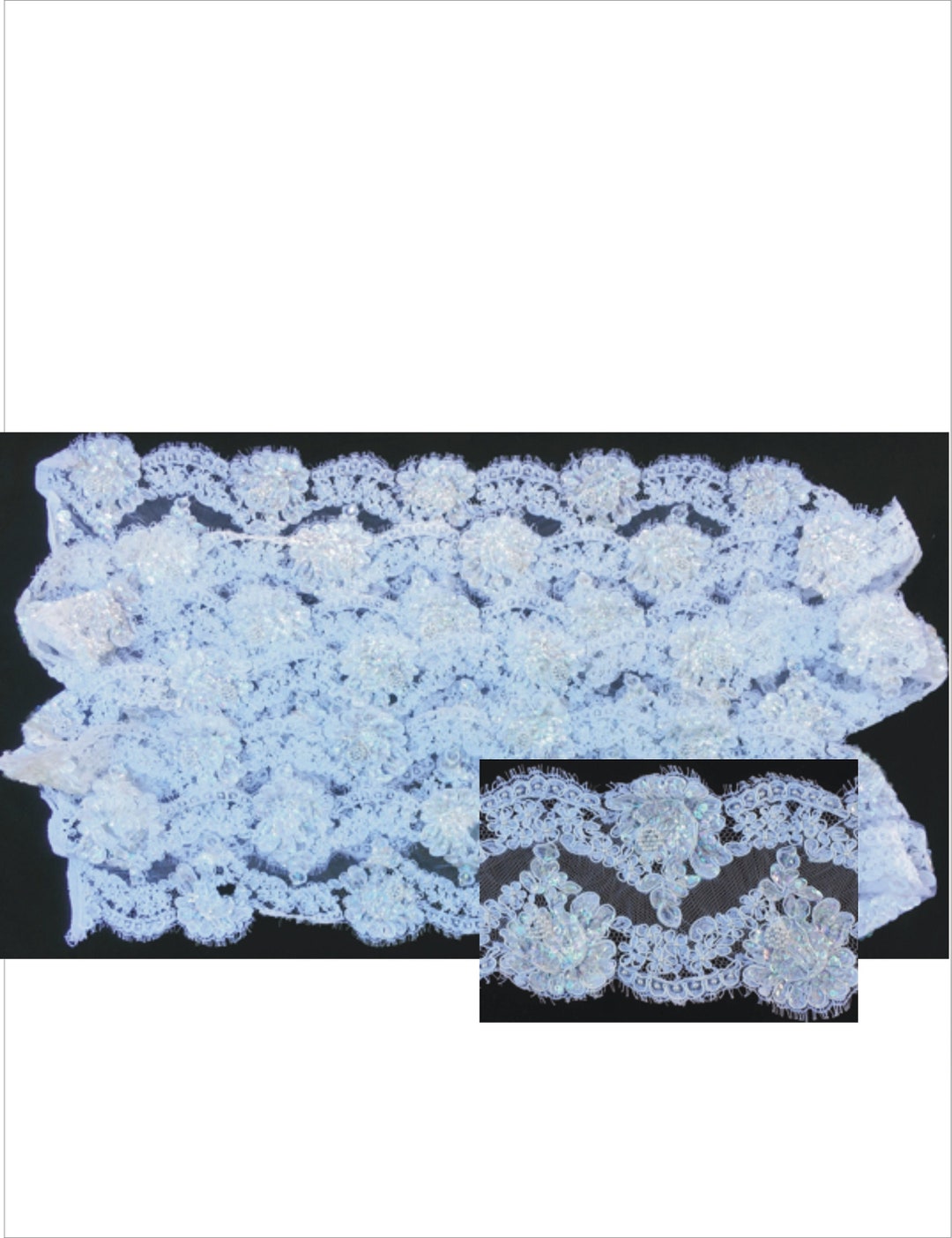 5 + Yards 5 3/4” Wide White Scalloped Edge Galloon Lace Hyman Hendler ...