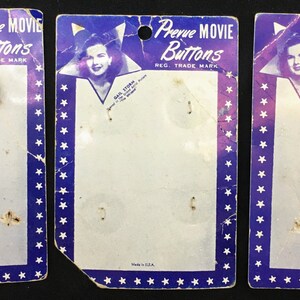 1940s Lot 68 Metal Prevue Movie Buttons Cards Gold Tone Silver Tone ...