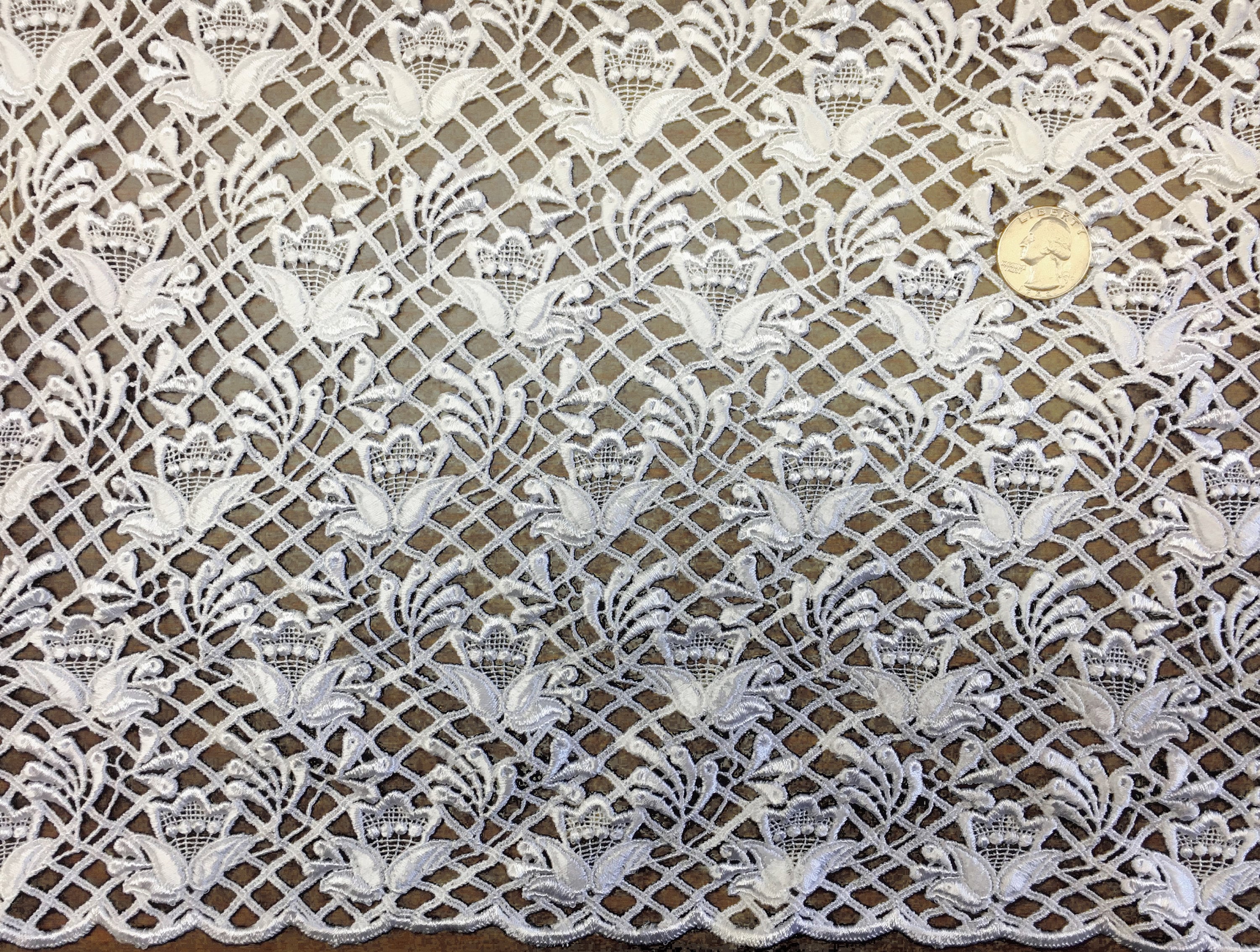 Heavy White Lace Fabric Floral Trellis Open Synthetic 54 X 36 Inches ...