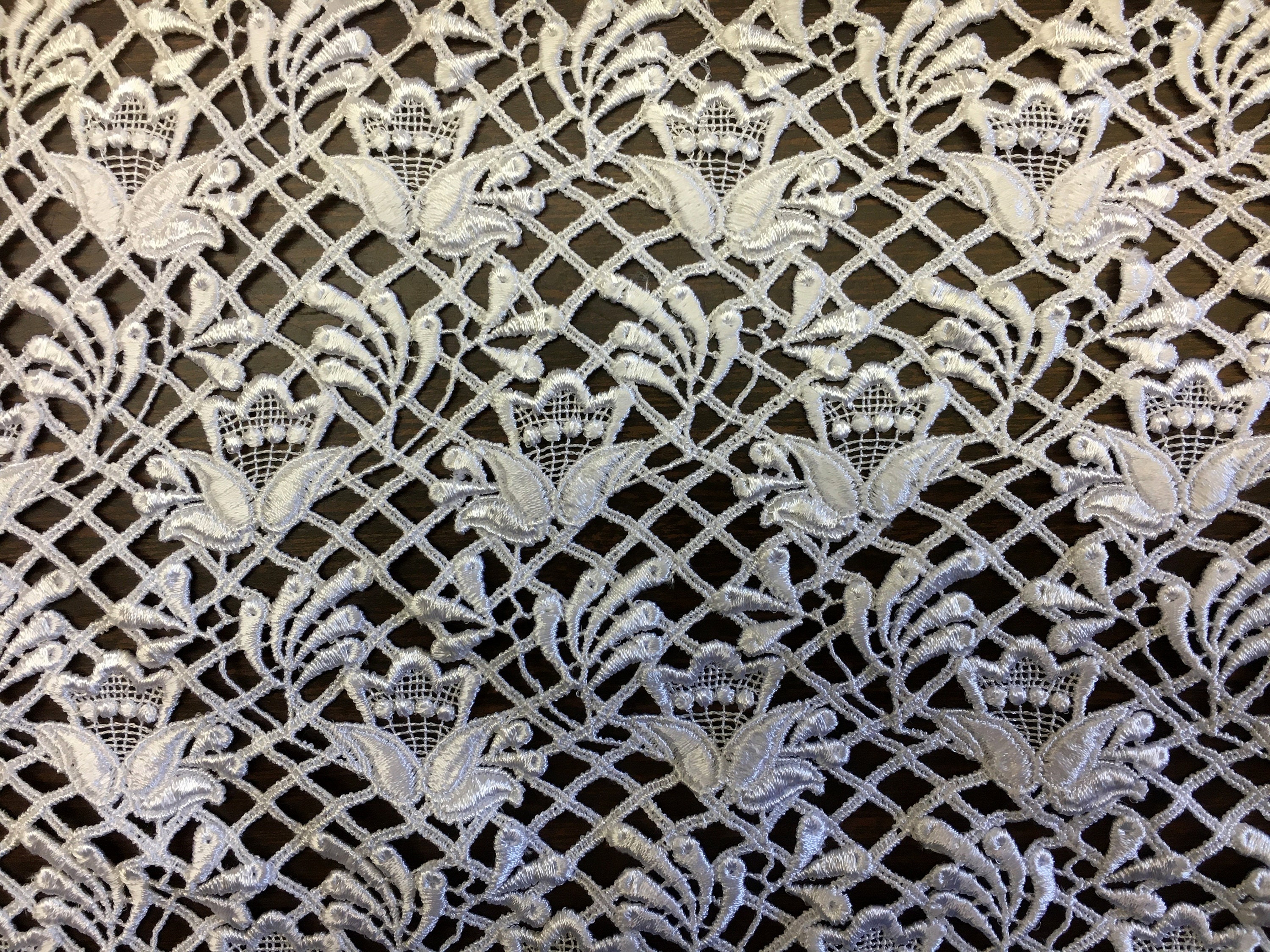 Heavy White Lace Fabric Floral Trellis Open Synthetic 54 X 36 Inches ...