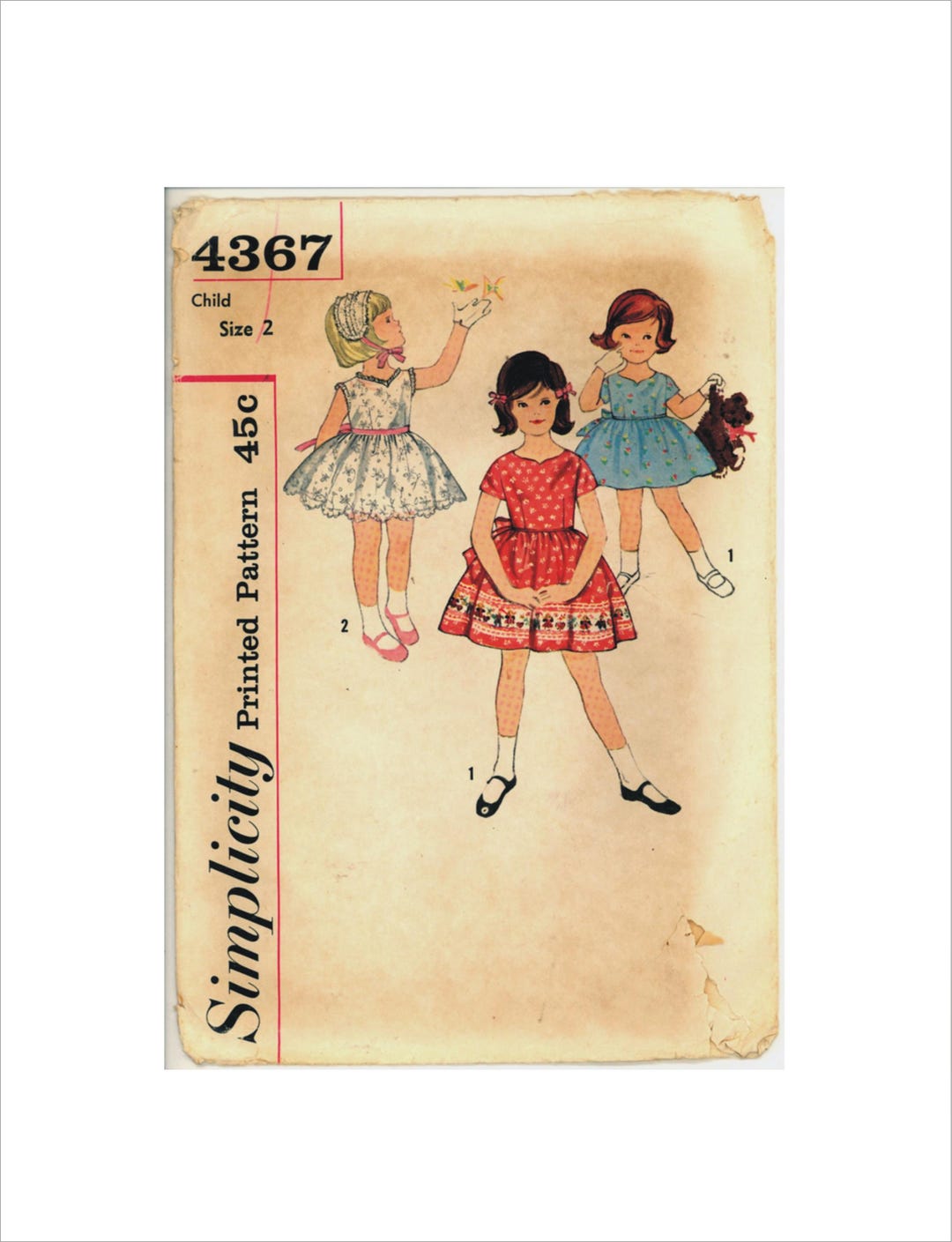 1960s Size 2 Breast 21 Girls One-piece Dress & Hat Simplicity 4367 ...