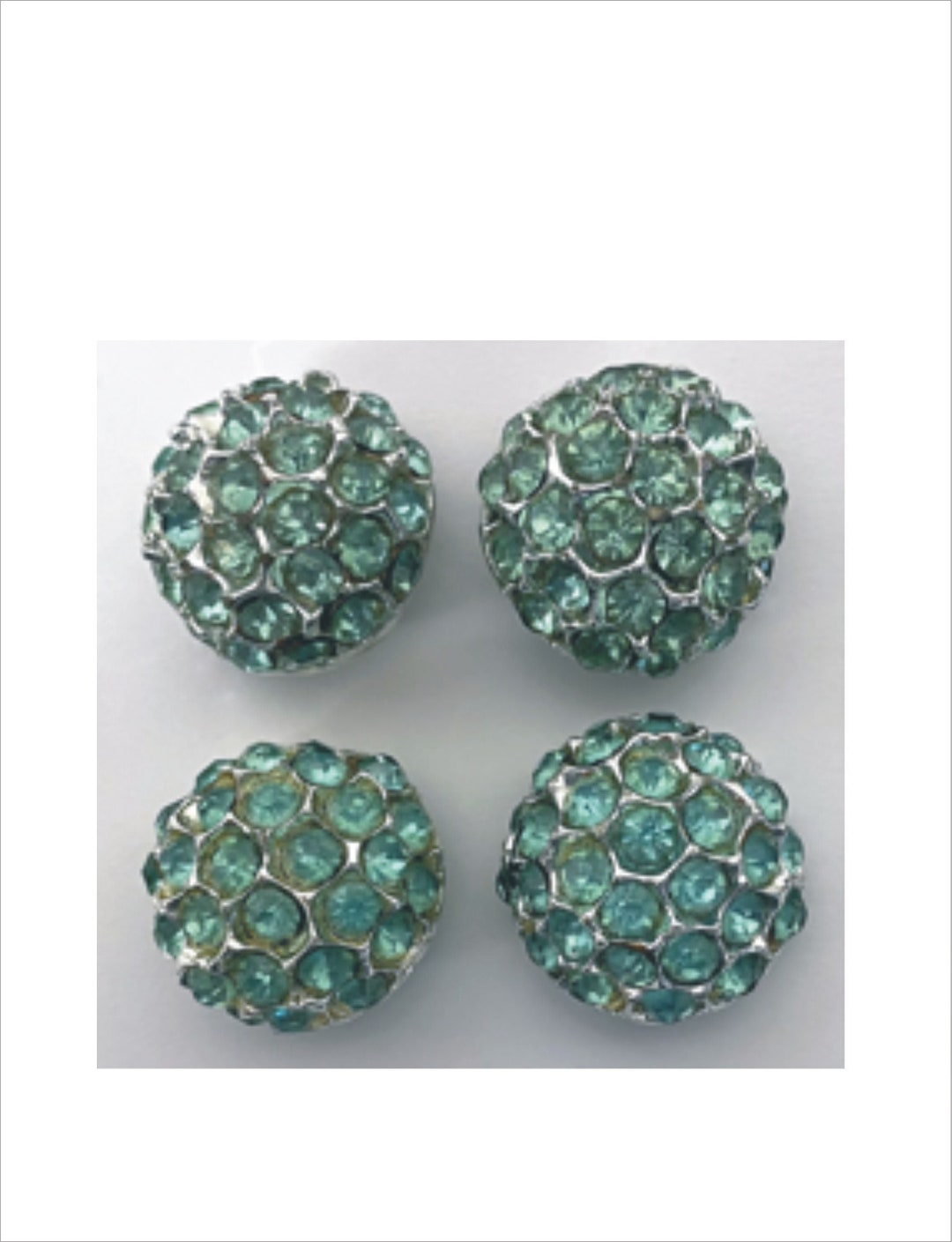 1960s Lot of 4 Aqua Rhinestone 7/8 Inch Dome Buttons Metal Shanks ...