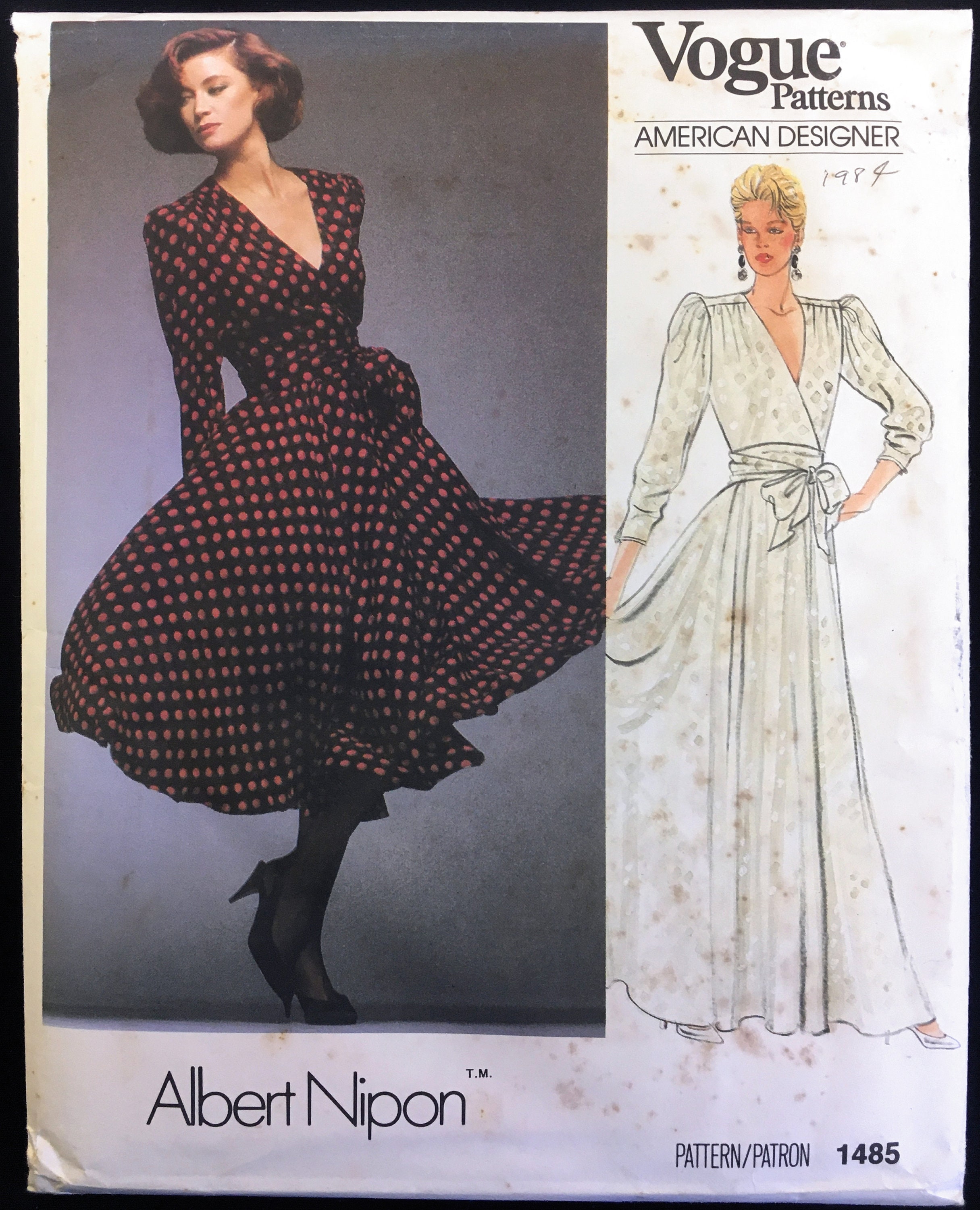 Uncut 1980s Size 14 Bust 36 Albert Nipon Wrapped Bodice Dress - Etsy