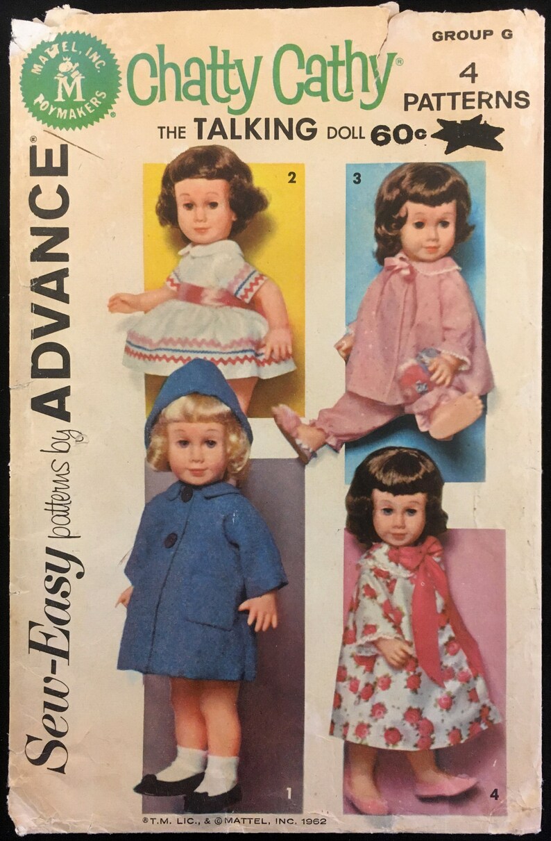 Uncut 1960s Sew Easy Chatty Cathy Doll Clothes Advance Group G - Etsy