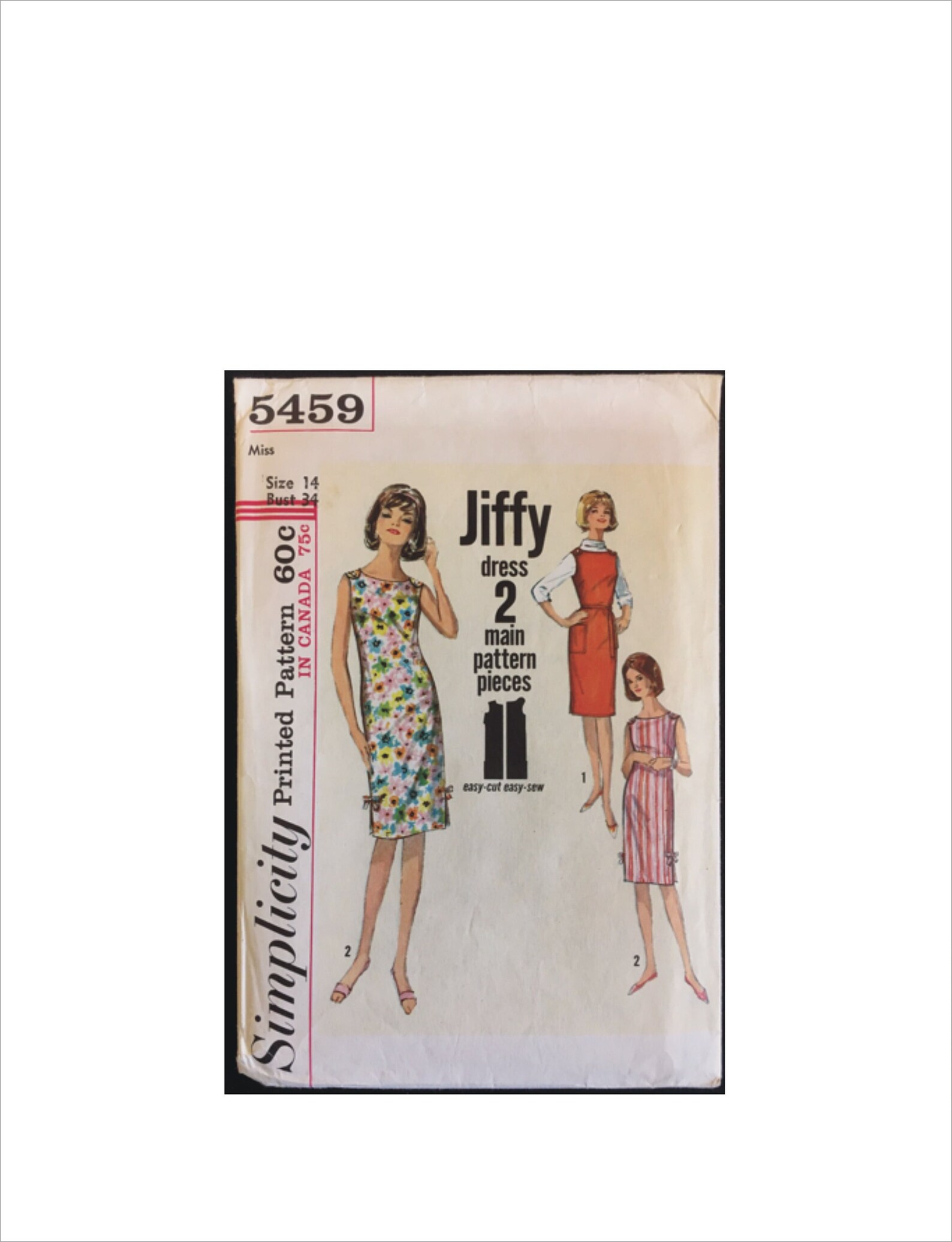 1960s Size 14 Bust 34 Easy Jiffy Sleeveless Dress Jumper Blouse ...