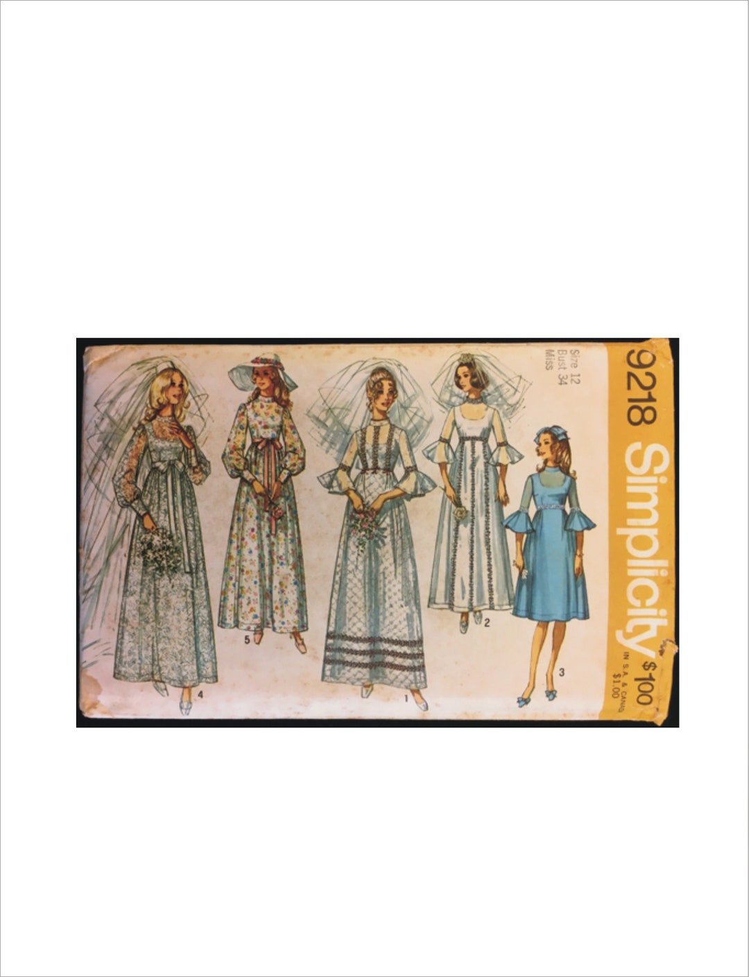 Uncut 1970s Size 12 Bust 34 Empire Waist Wedding Gown Dress Bridesmaid ...