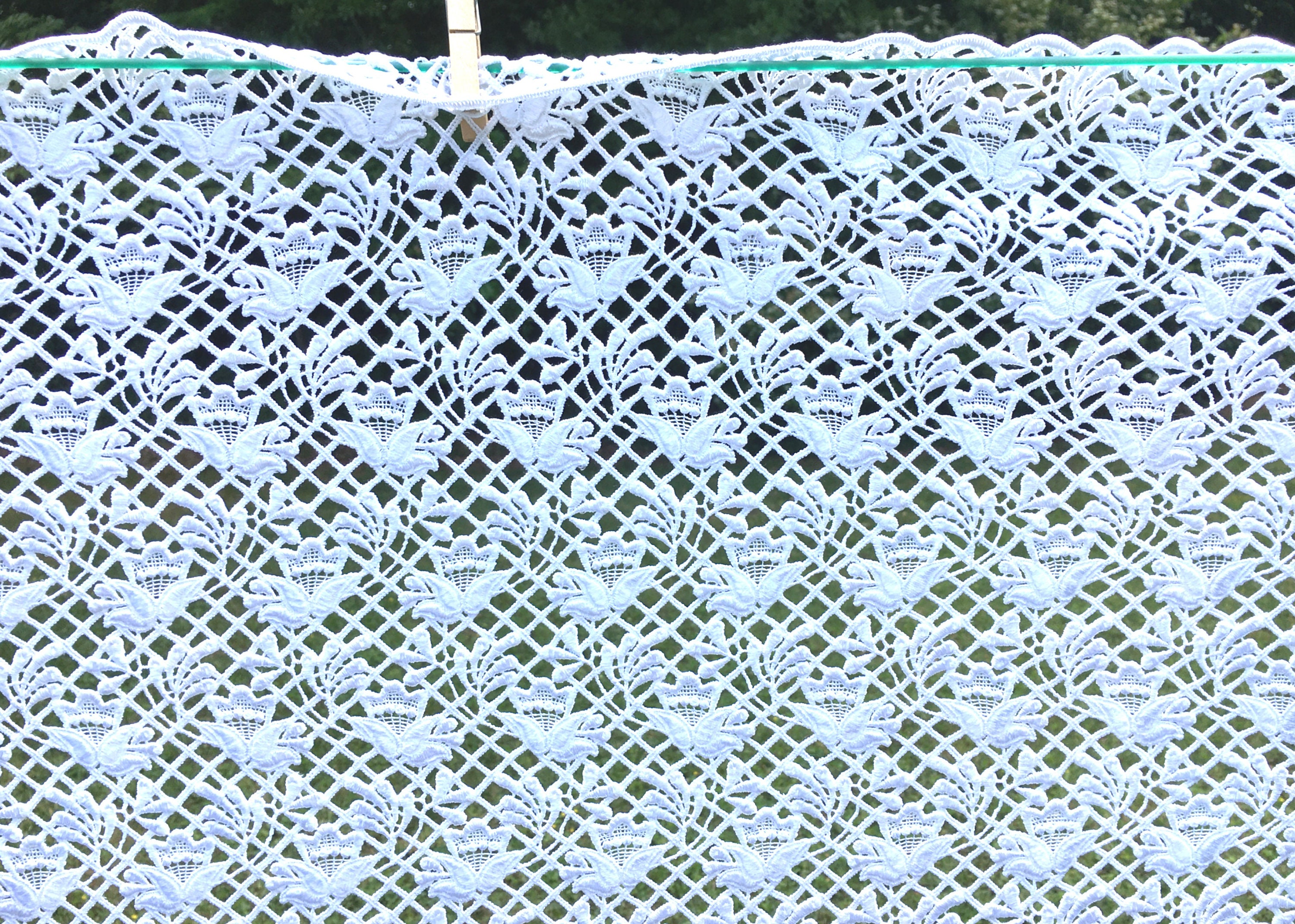 Heavy White Lace Fabric Floral Trellis Open Synthetic 54 X 36 Inches ...