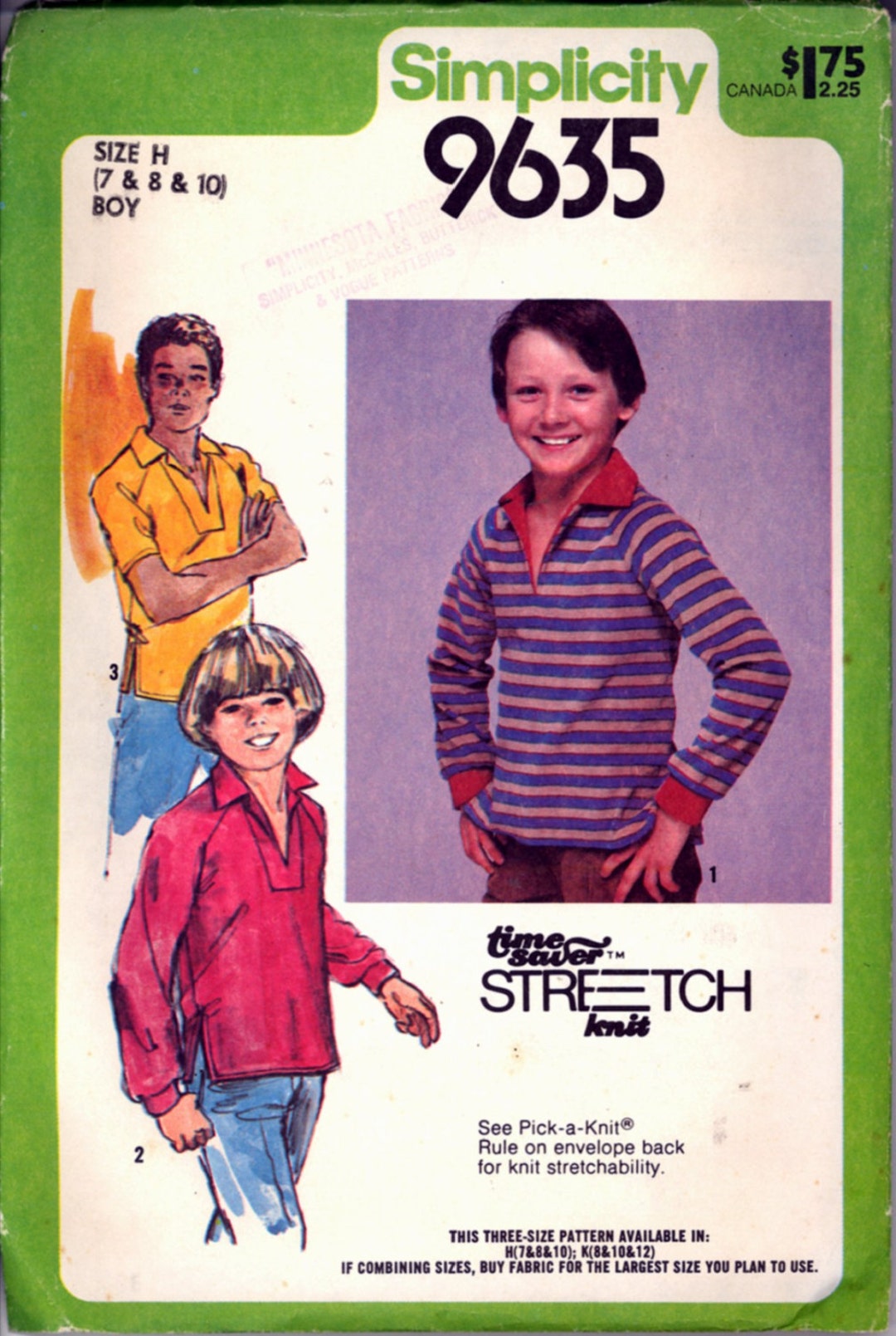 80s Uncut Boys Pullover Shirt Simplicity 9653 Size 7 8 10 Chest 26 27 ...