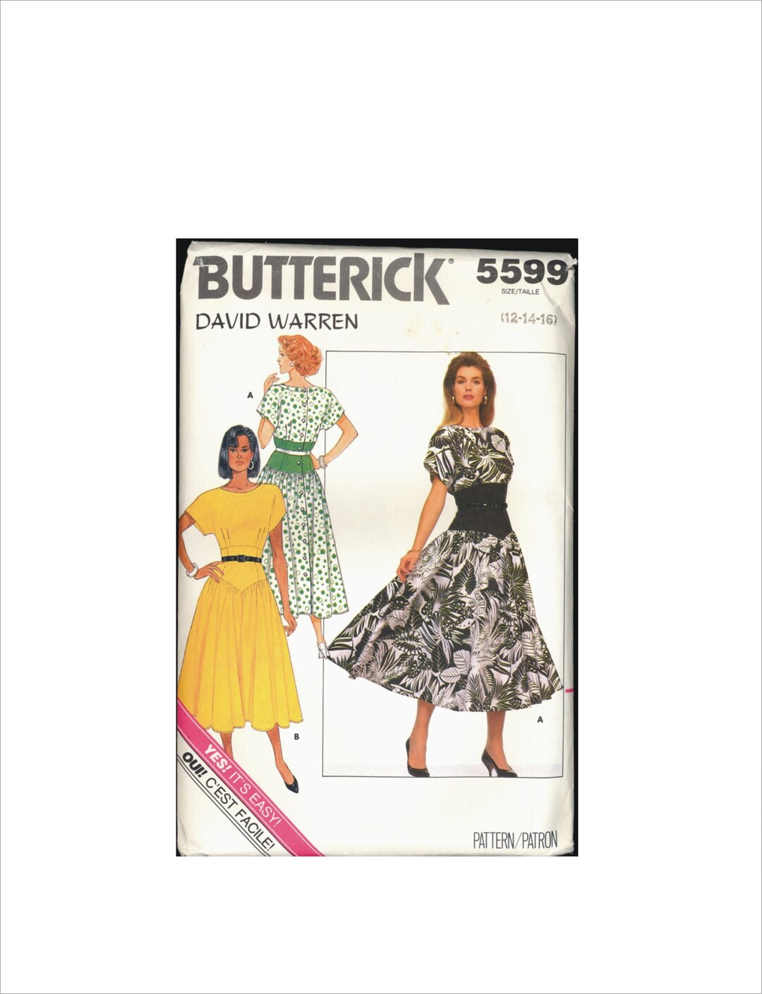 Uncut 1980s Size 12 14 16 Easy David Warren Shaped Midriff Dress ...