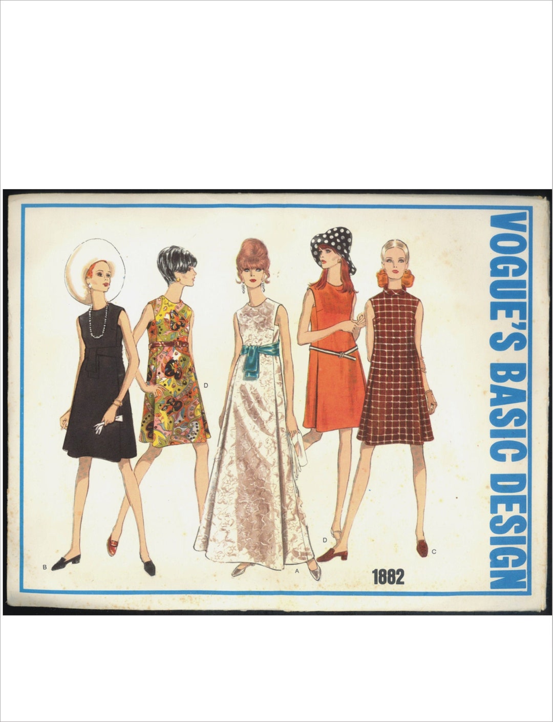 1960s Size 10 Bust 32 1/2 Semi Fitted A Line Dress Vogue 1882 Vintage ...
