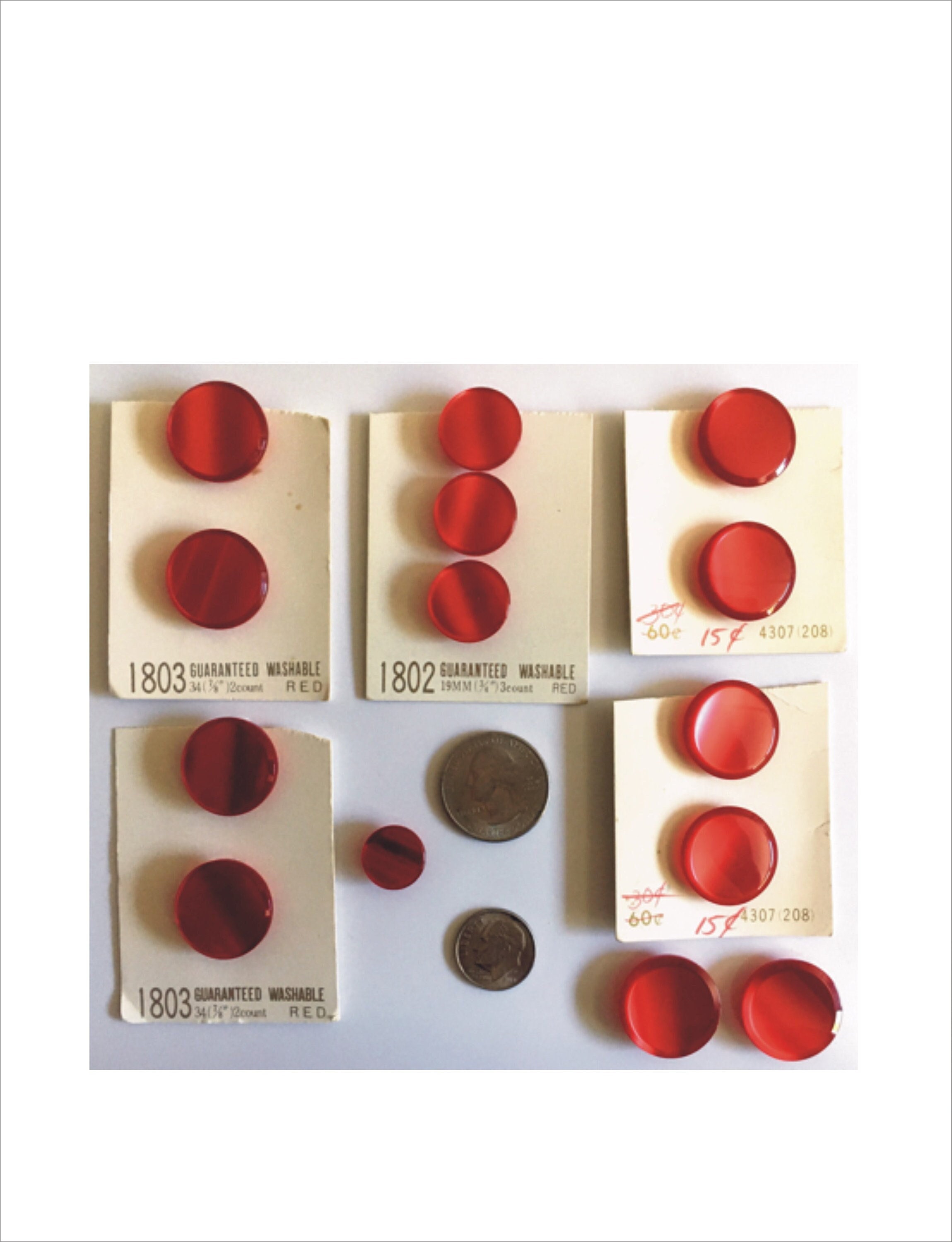 Lot 14 Blumenthal Le Chic Red Plastic Buttons Shank Style 1802 1803 4307 Sizes Mixed Japan ...